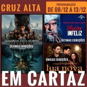 'Pantera Negra', 'Noite Infeliz' e 'Lua Nova' em cartaz no Cine Globo