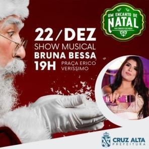 Cantora Bruna Bessa faz show gratuito na praça Erico Verissimo nesta quinta